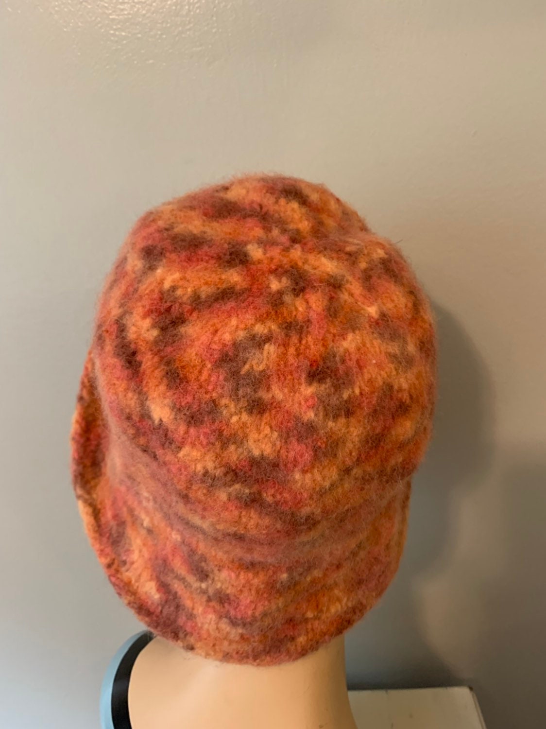 Orange & Brown Bowler Hat Hand Knit Felted Hat Cloche Hat - Etsy