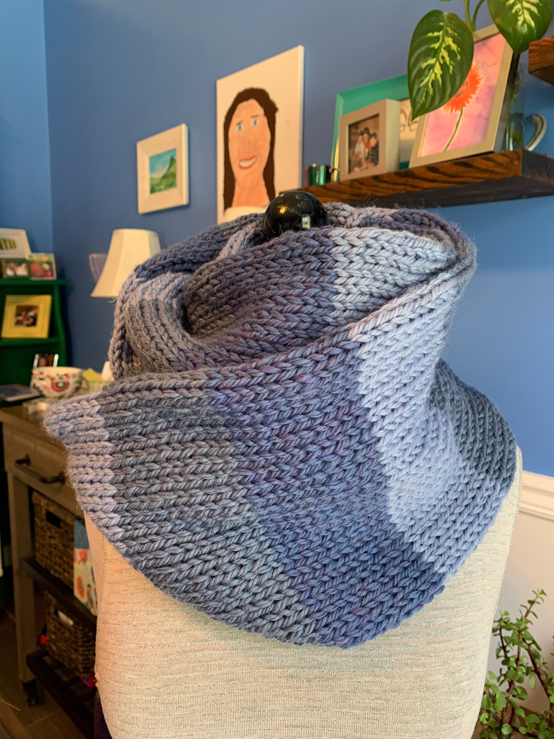 Bufanda de punto azul Bufanda de tubo Bufanda azul de - Etsy España