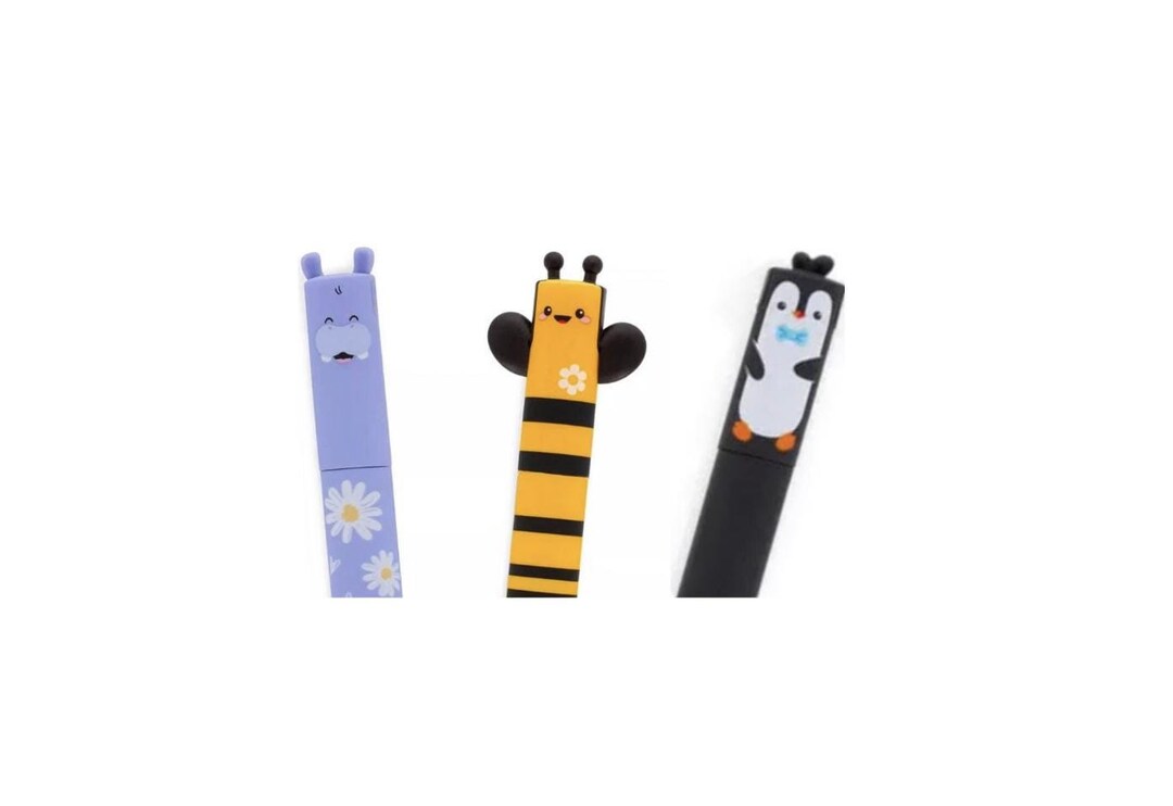 SET OF 3 Legami Erasable Gel Pens Hippo, Bee and Penguin New for 2024 ...