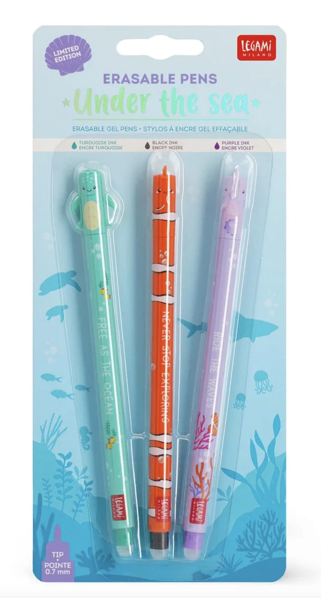 LEGAMI Under the Sea Erasable Gel Pens X 3 LIMITED EDITION Turtle ...