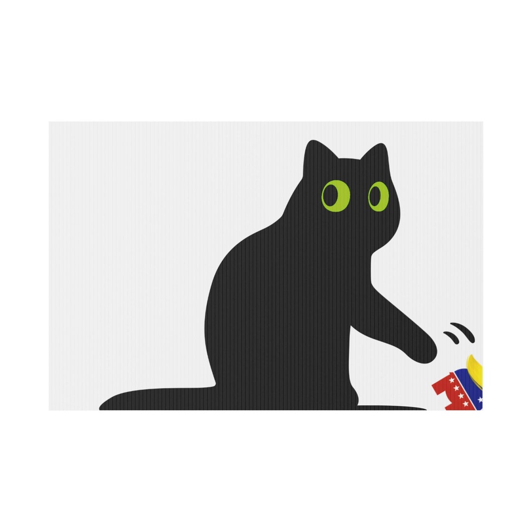 Kamala Harris 2024 Yard Sign With Black Cat Knocking Over MAGA GOP ...