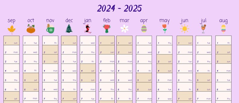 2024-2025 Calendar/planner Purple - Etsy