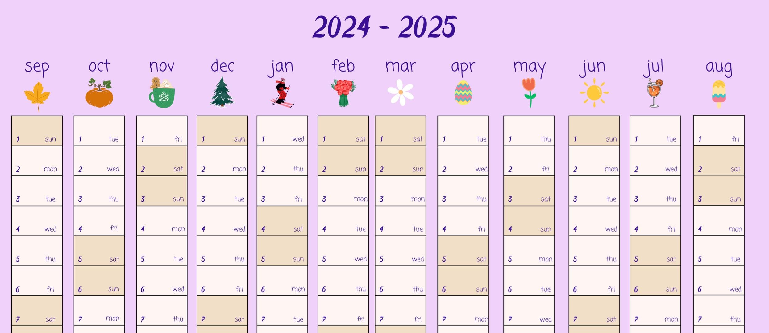 2024-2025 Calendar/planner Purple - Etsy