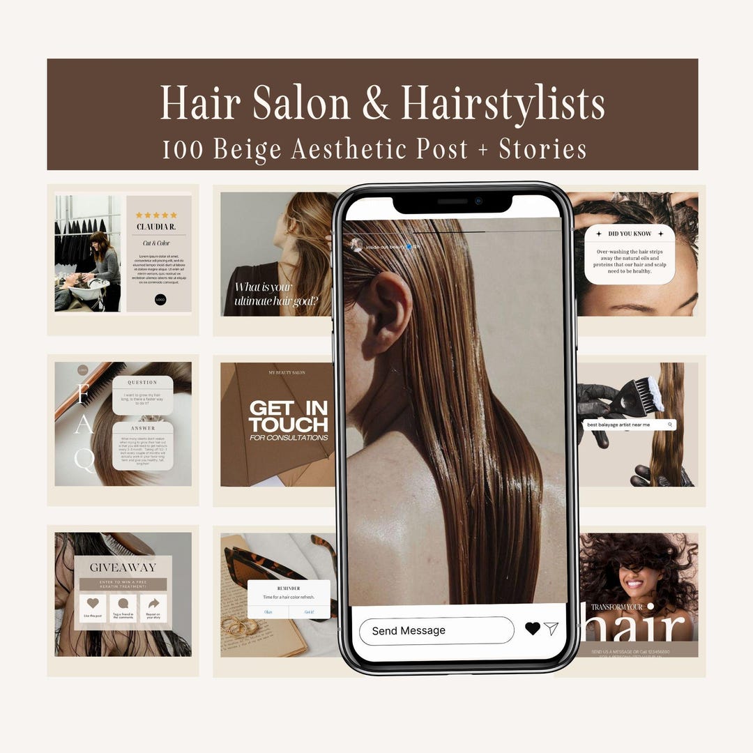 Luxury Hair Salon Hairstylist Instagram Templates, Beauty Salon Social ...