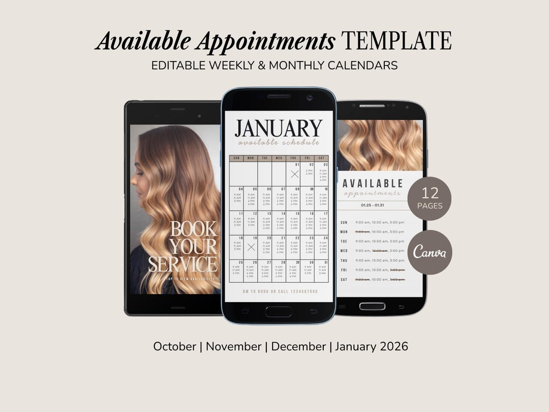 Hairstylist Schedule Booking Calendar Beauty Salon Availability ...