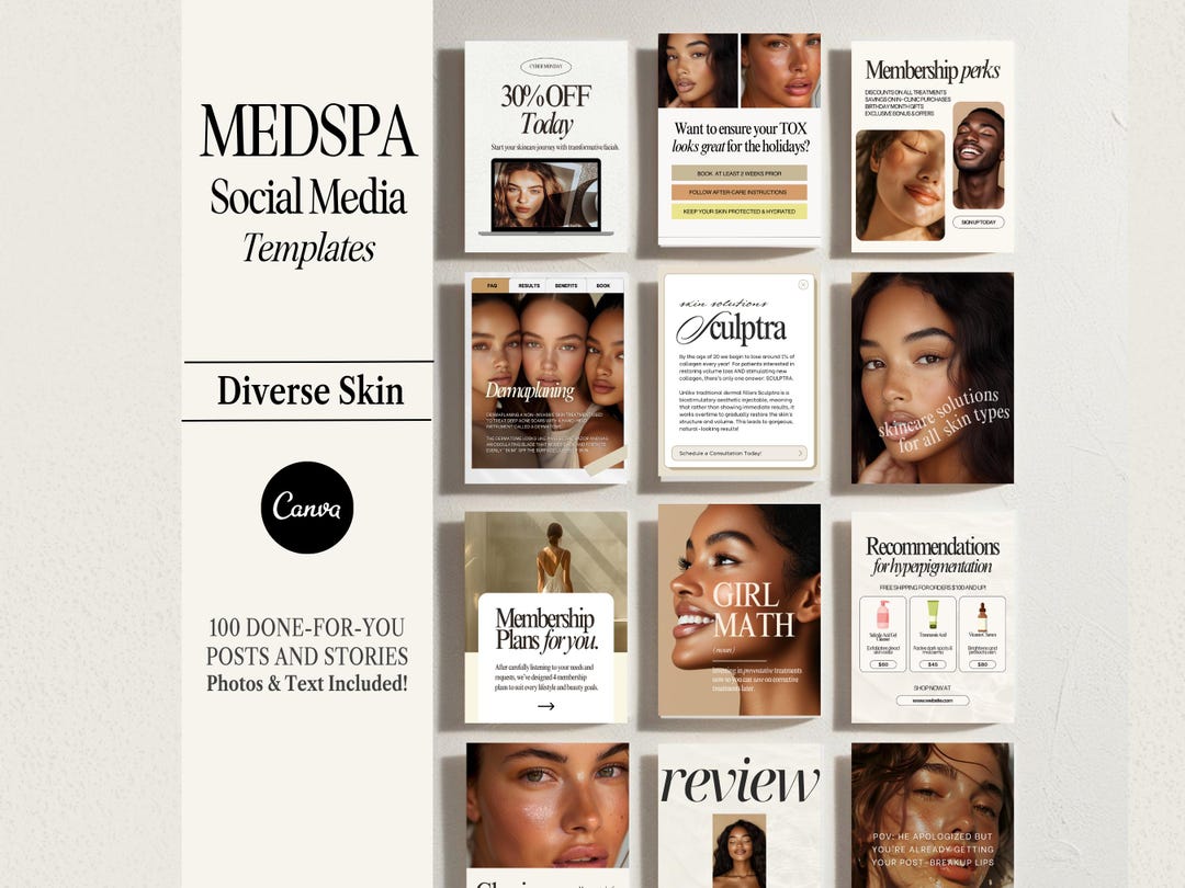 Medspa Instagram Social Media Templates Aesthetics Skincare Med Spa ...