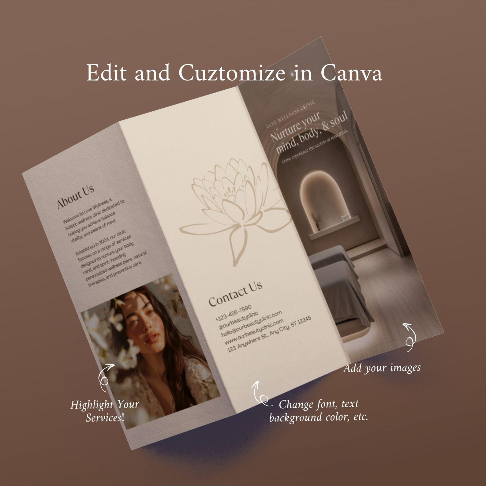 Luxury Wellness Spa Trifold Brochure, Spa Brochure, Business Price List Template, Skincare Spa ...