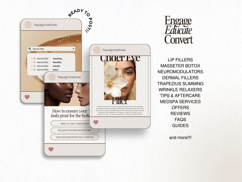 Botox and Lip Filler Post Templates Medspa Instagram Template Bundle ...