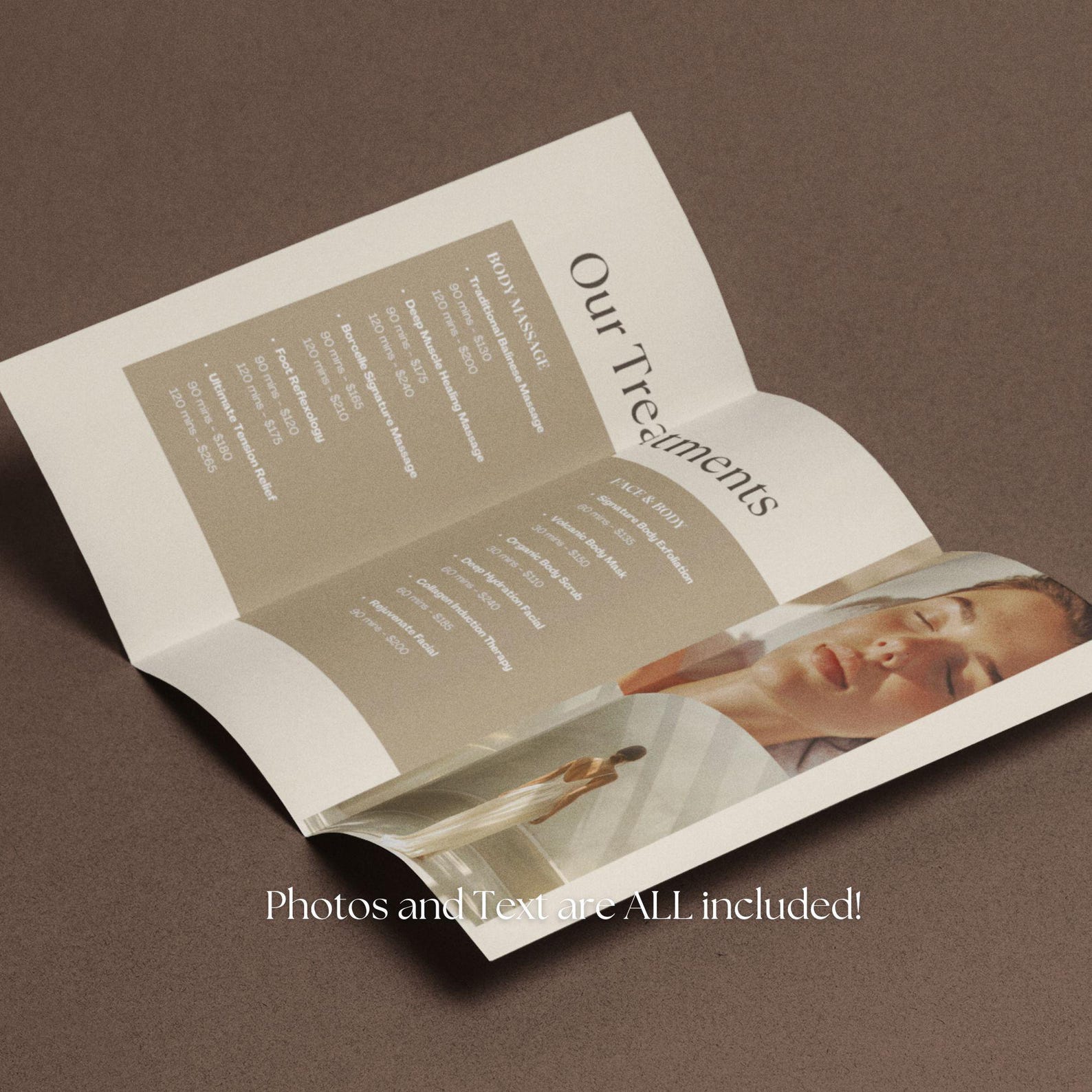 Luxury Wellness Spa Trifold Brochure, Spa Brochure, Business Price List Template, Skincare Spa ...