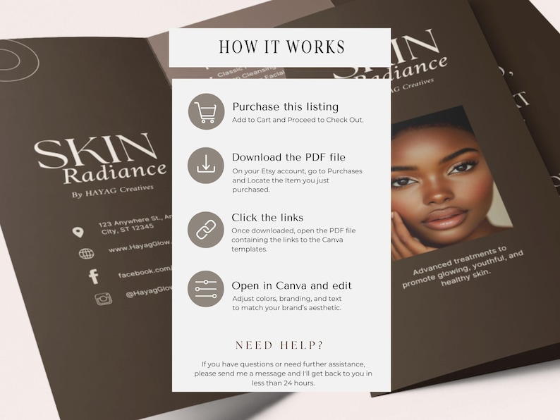 Skincare Esthetician Brochure Beauty Spa Trifold Design Facial ...