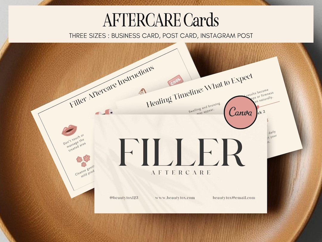 Dermal Filler Aftercare Card Template Medical Spa Printable Filler Care ...