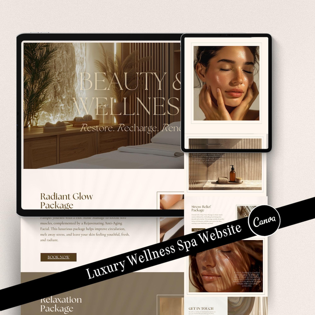 Luxurious Spa Canva Website Template Luxury Esthetician Booking Website ...