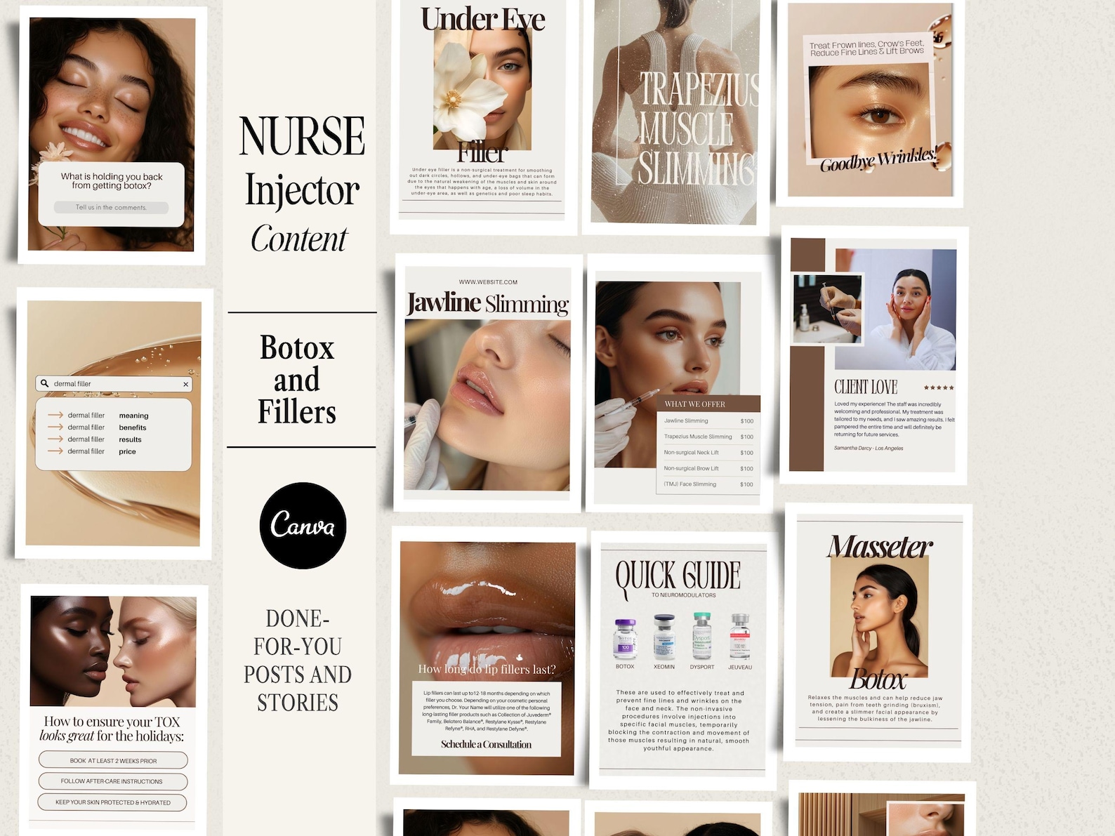 Botox and Lip Filler Post Templates Medspa Instagram Template Bundle ...