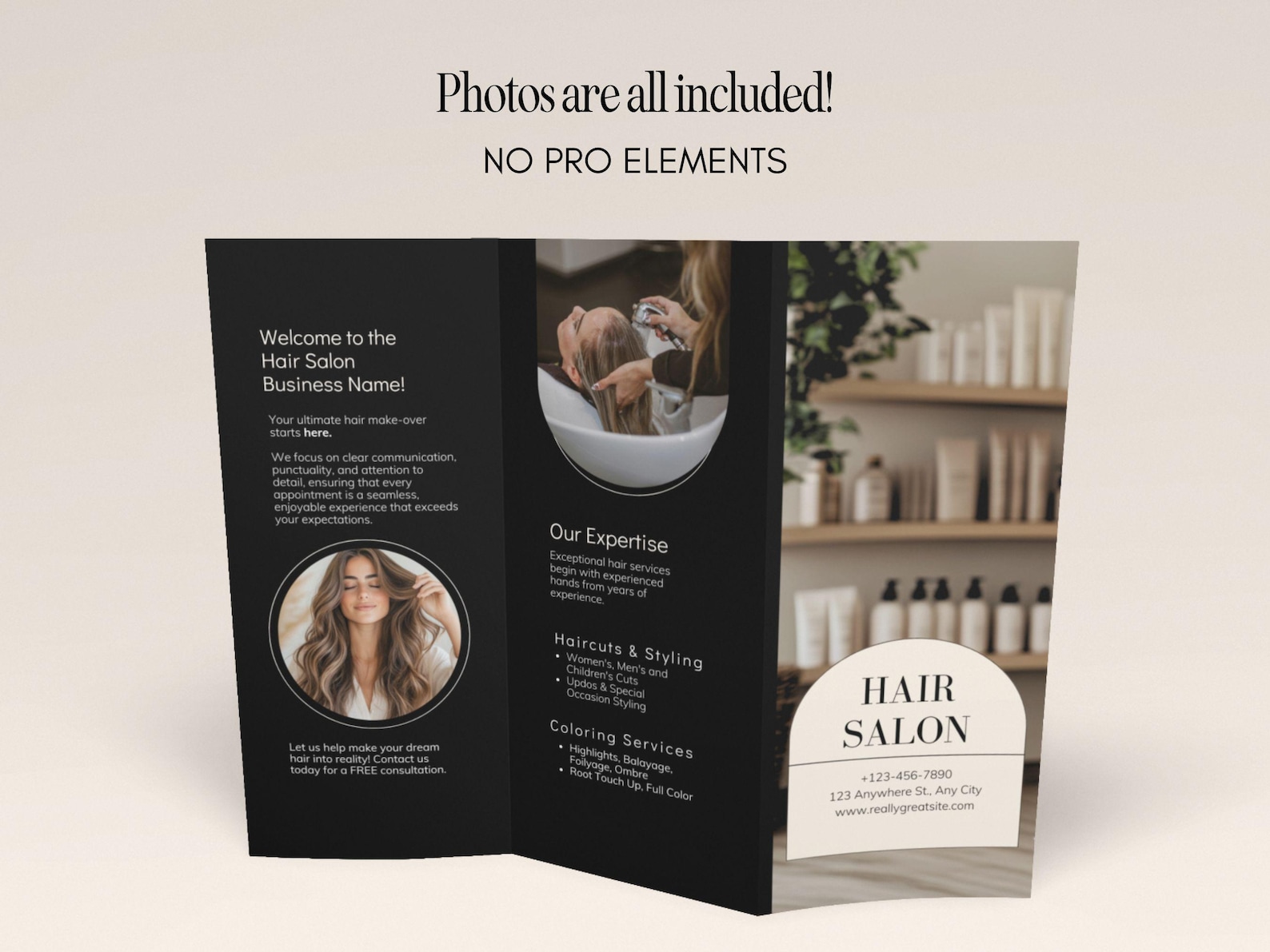 Editable Trifold Hair Brochure Template Printable Hairstylist Flyer ...