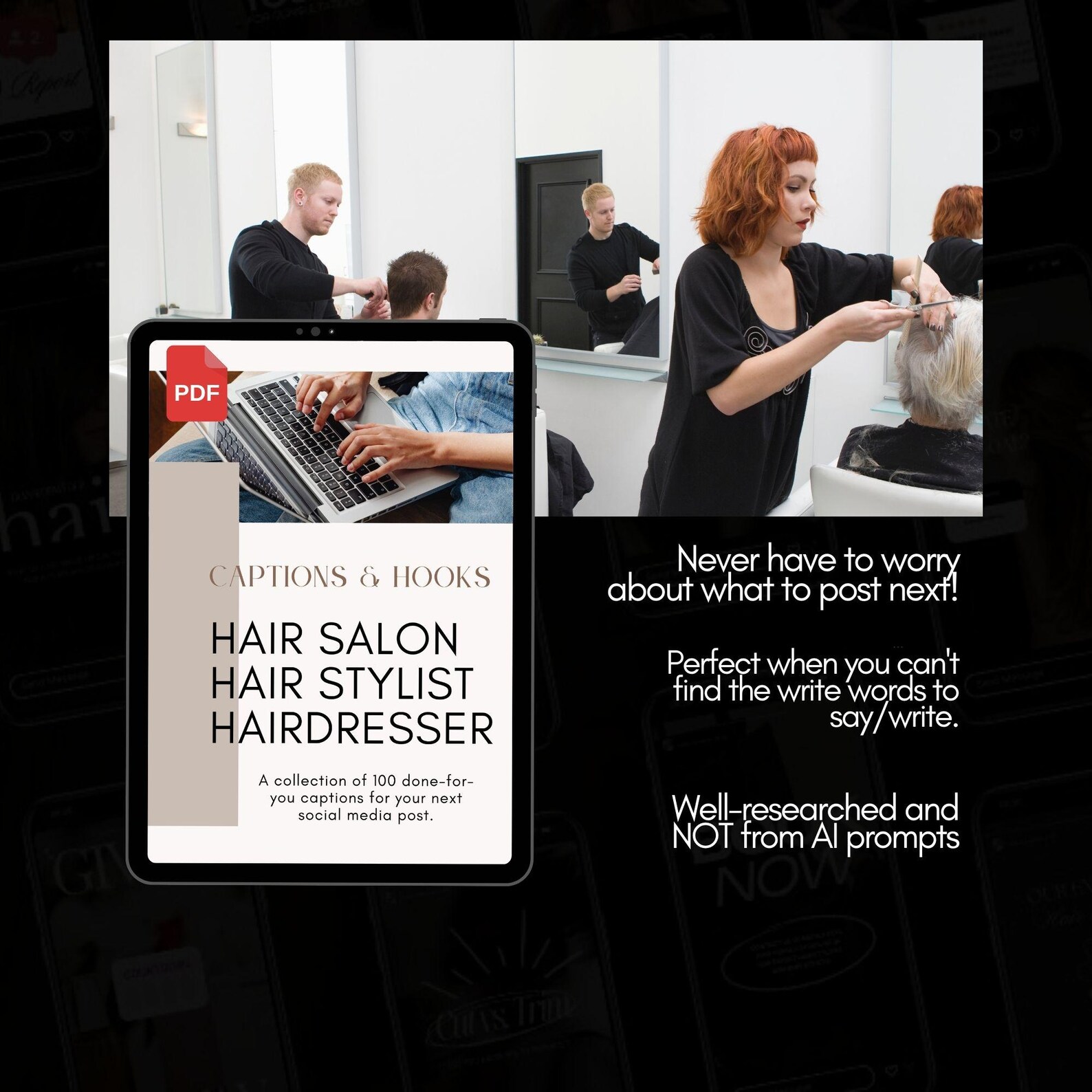 Hair Captions Hairstylist Social Media Templates Hair Instagram Caption ...