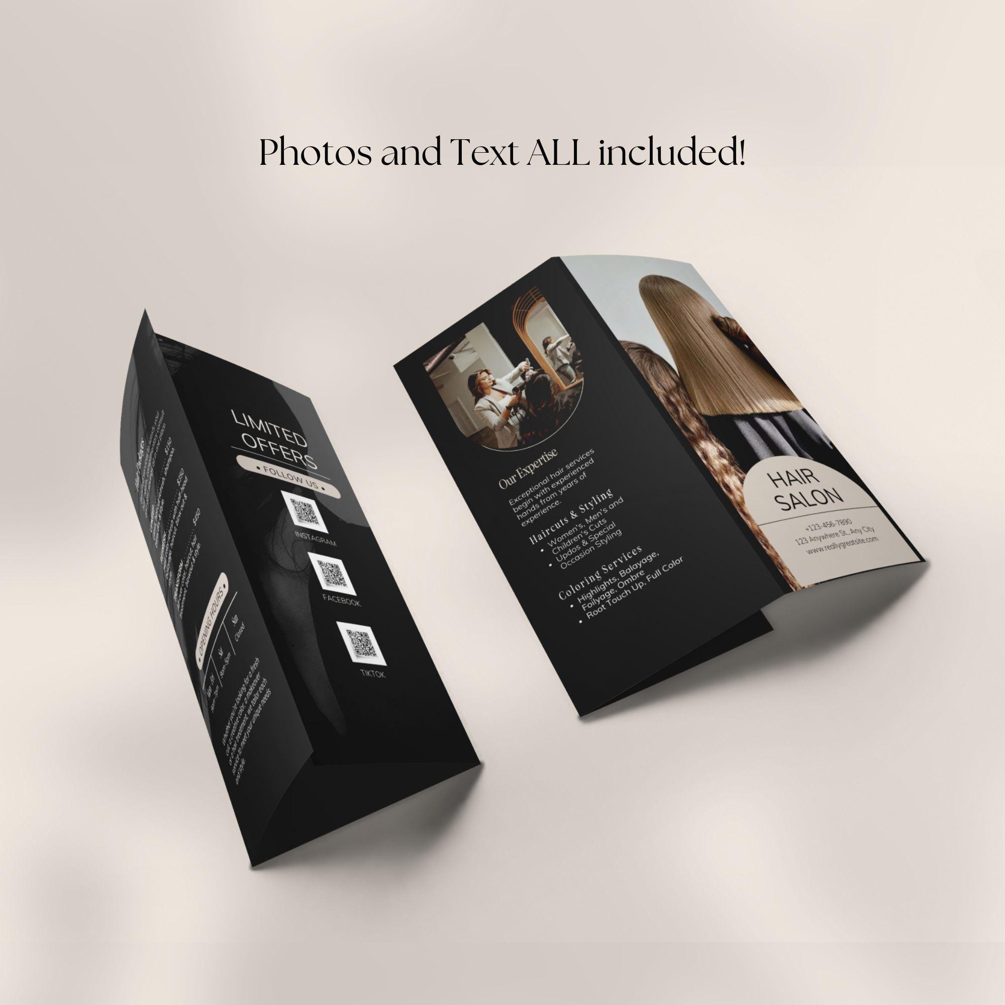 Hair Trifold Brochure Template, Hair Stylist Trifold Brochure ...