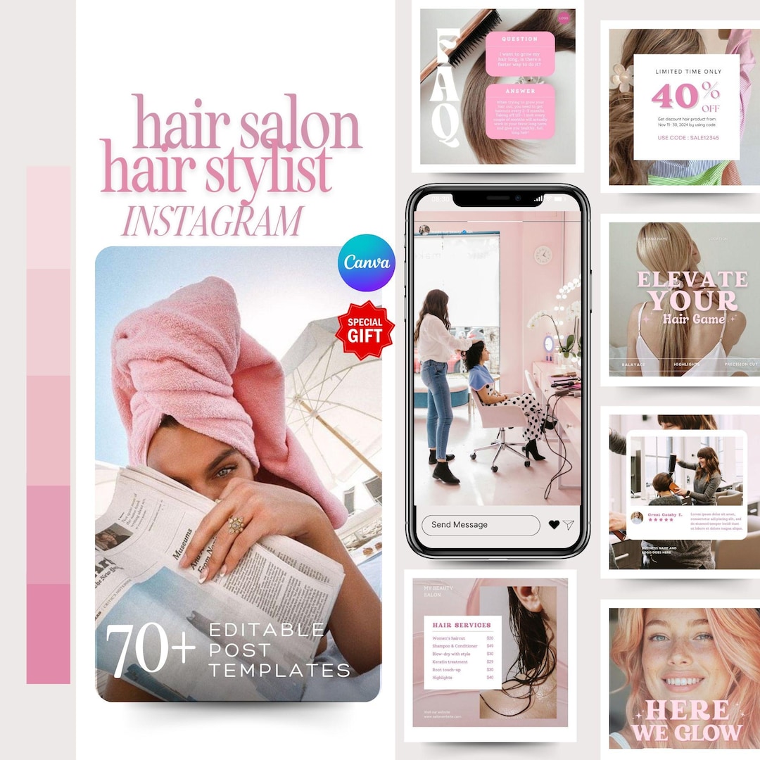 Hair Stylist Social Media Templates, Hair Salon Hairstylist Instagram ...