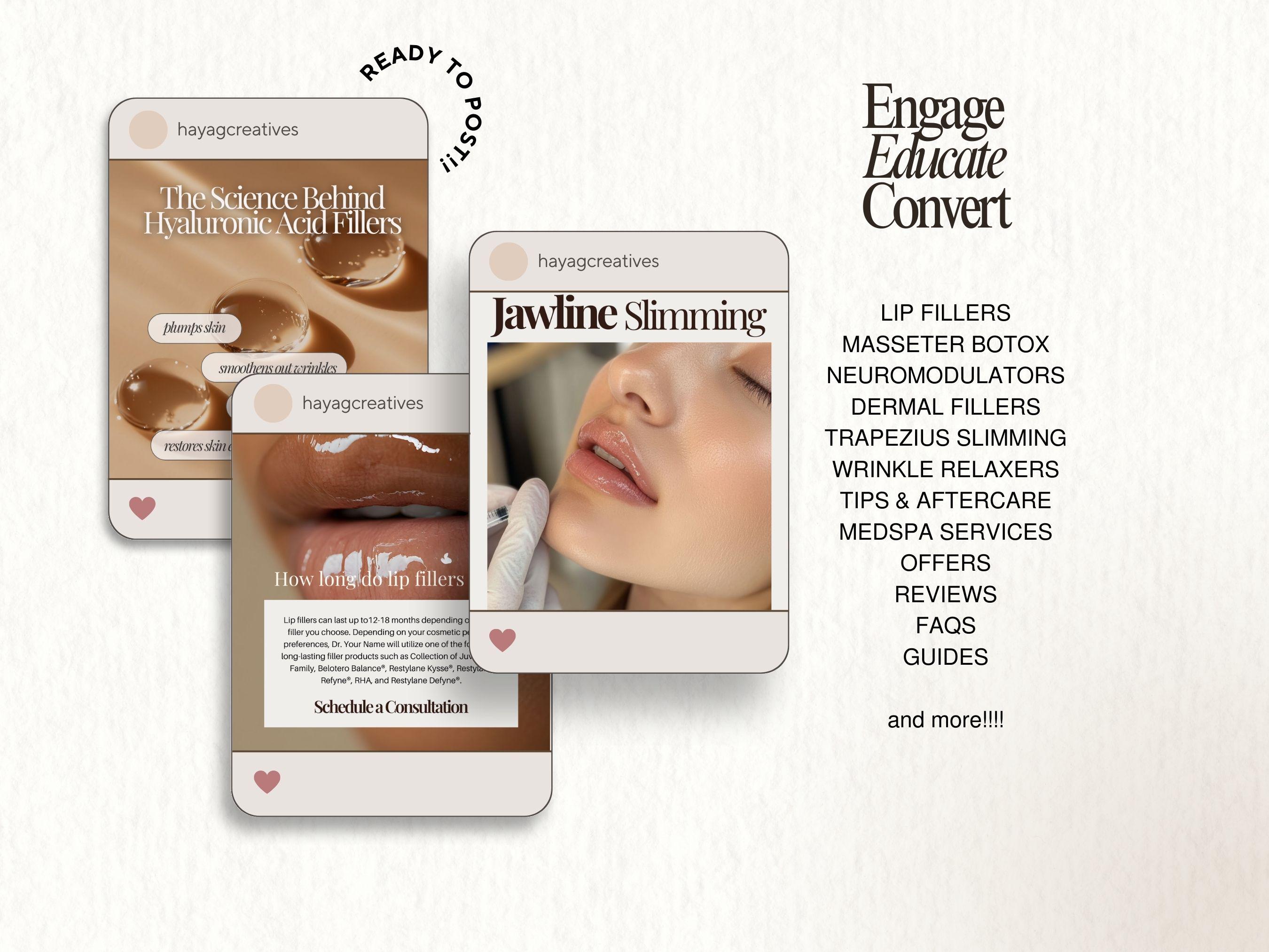 Botox Instagram Posts and Lip Filler Templates Esthetician Posting ...