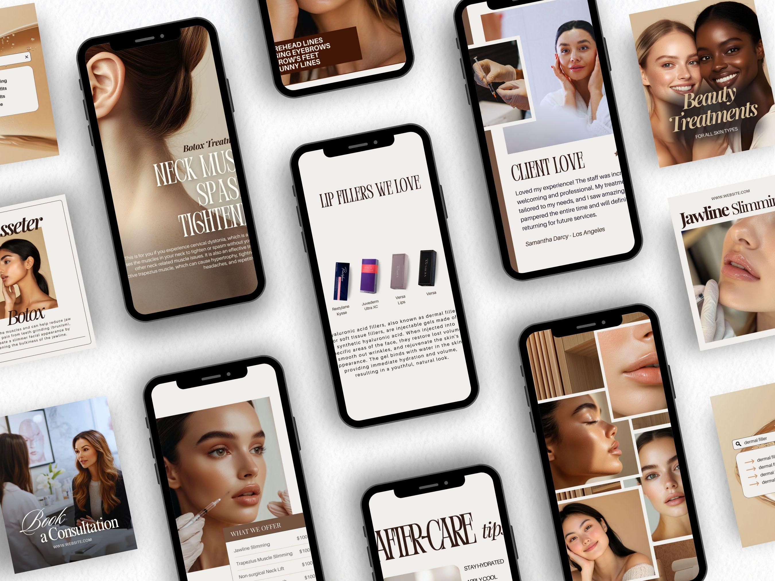 Botox and Lip Filler Post Templates Medspa Instagram Template Bundle ...