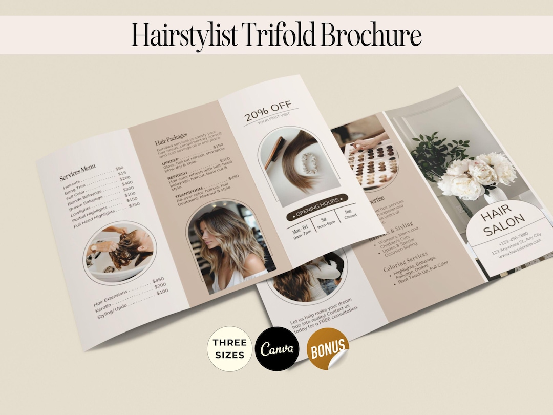 Hairstylist Trifold Brochure Template Beauty Salon Price List ...