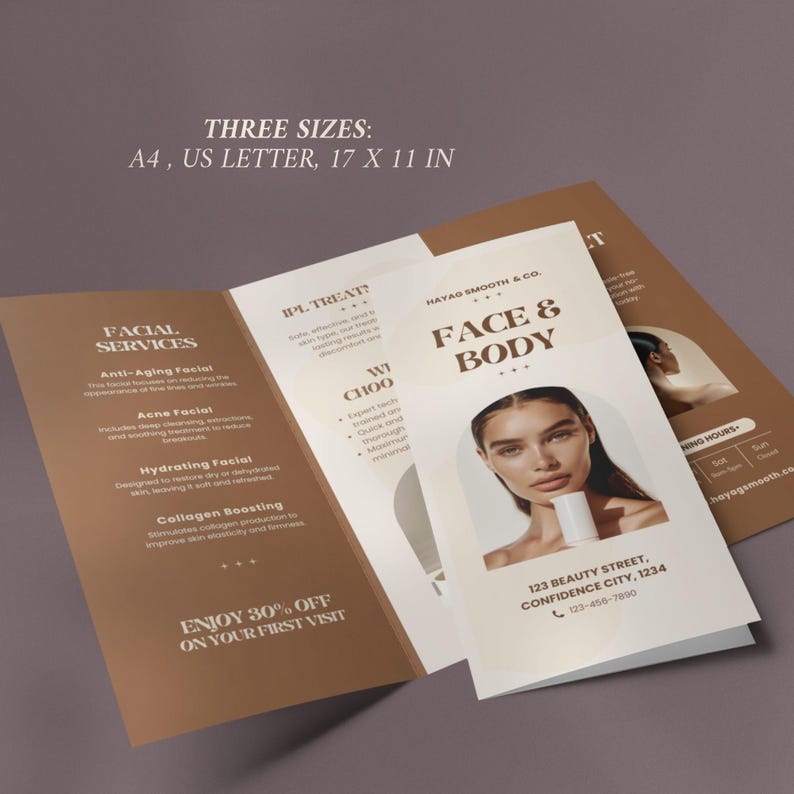 Luxury Esthetician Trifold Brochure, Medspa Skincare Beauty Brochure ...
