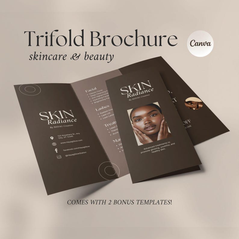 Beauty Skincare Trifold Brochure, Esthetician Trifold Brochure Template ...