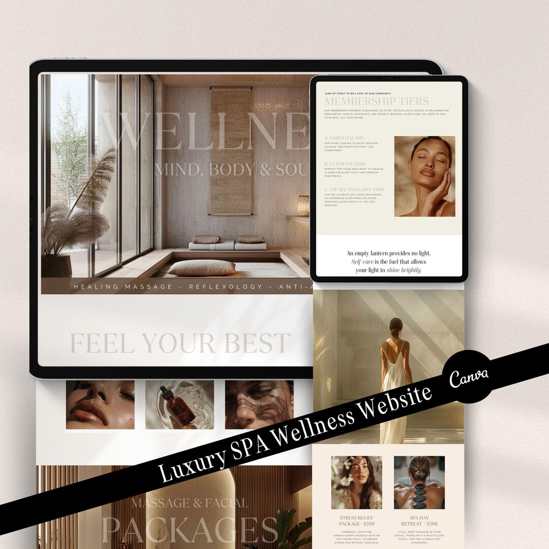 Luxury Spa Website Template, Massage Therapist Booking Website ...