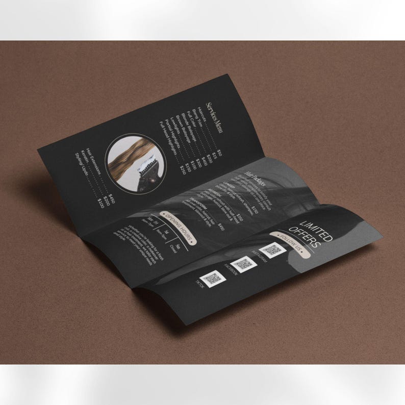 Hair Trifold Brochure Template, Hair Stylist Trifold Brochure ...