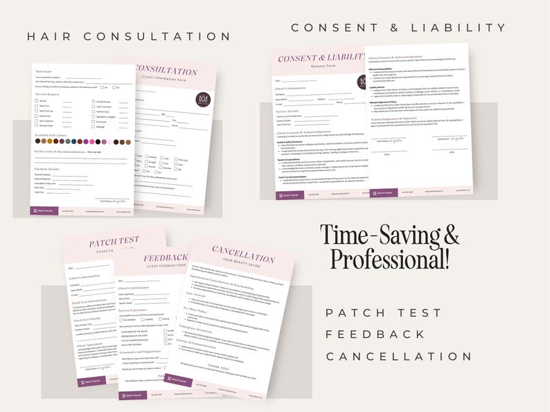 Professional Hairstylist Forms Hair Service Agreement Templates Client ...
