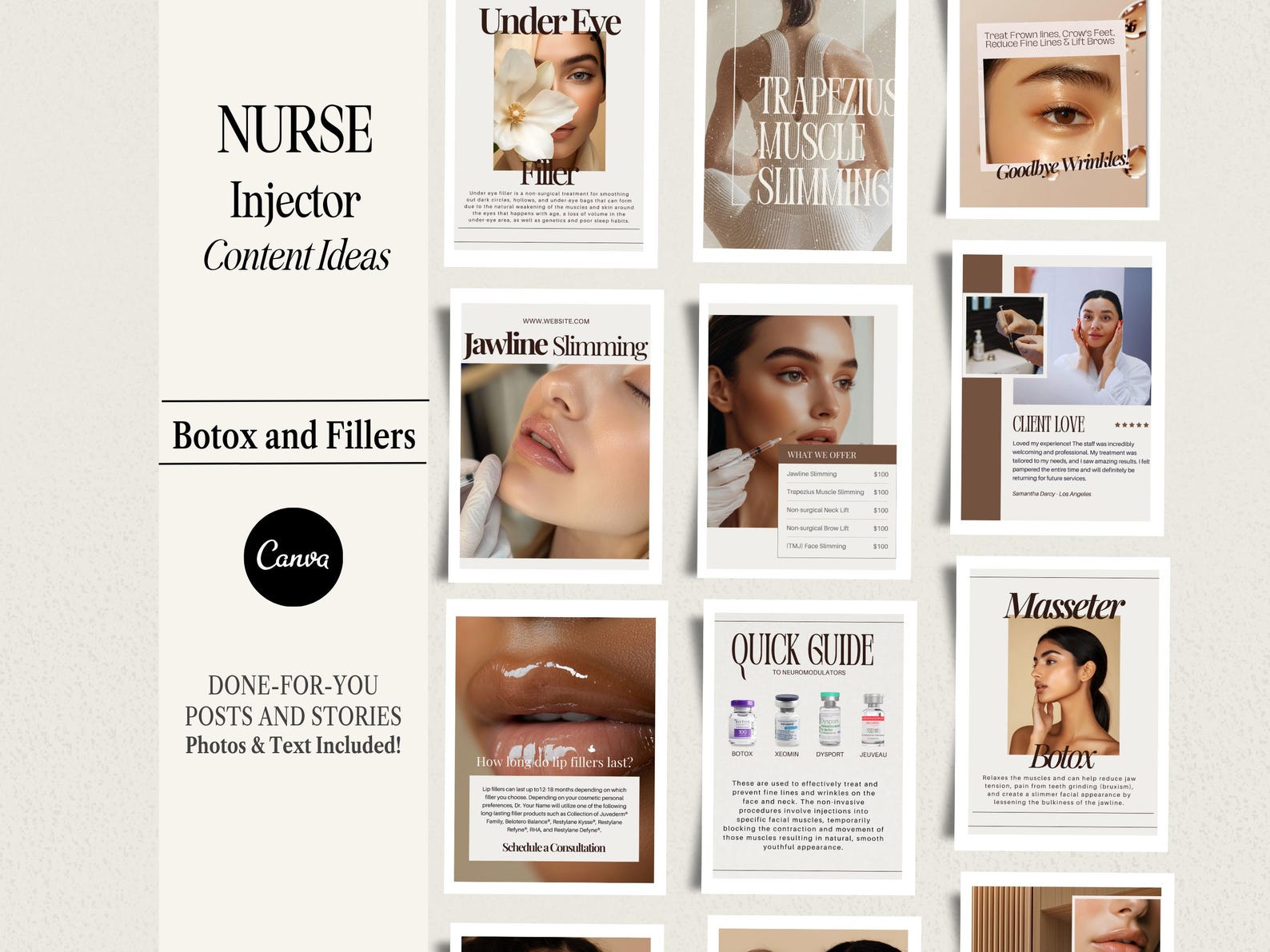 Botox and Lip Filler Post Templates Medspa Instagram Template Bundle ...