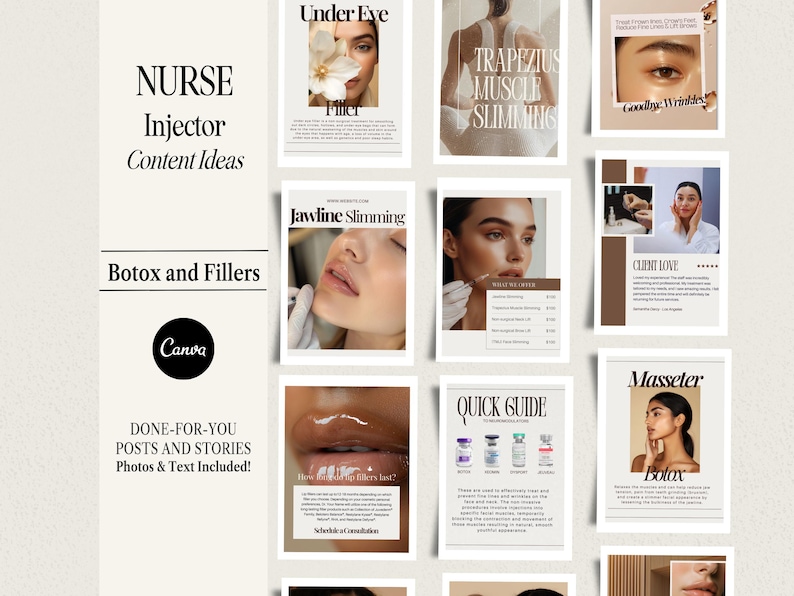 Botox and Lip Filler Post Templates Medspa Instagram Template Bundle ...