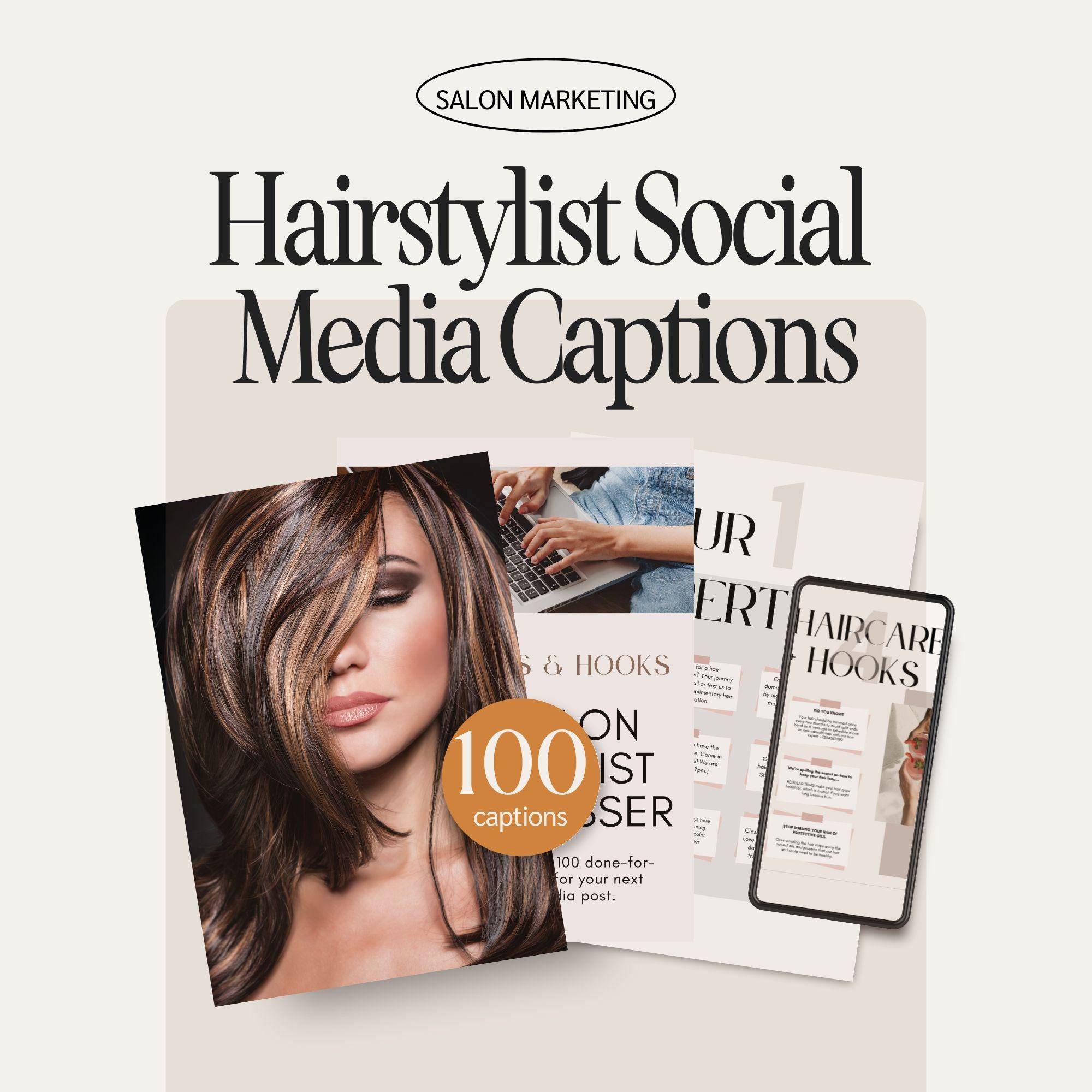 Hair Social Media Caption Pack Hairstylist Quotes Hairdresser Content ...