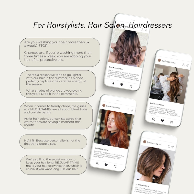 Hair Captions Hairstylist Social Media Templates Hair Instagram Caption ...