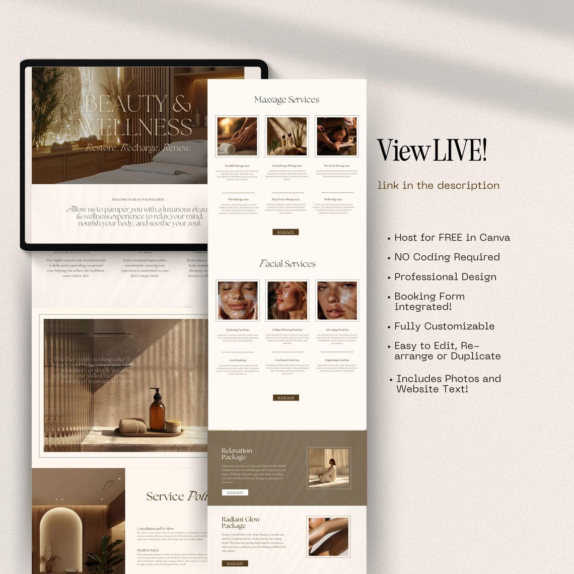 Luxurious Spa Canva Website Template Luxury Esthetician Booking Website ...