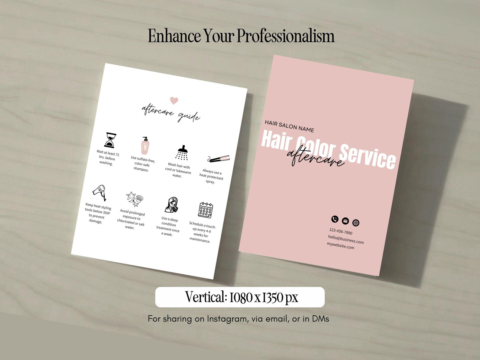 Hair Color Aftercare Cards Professional Haircare Guide Printable Care ...