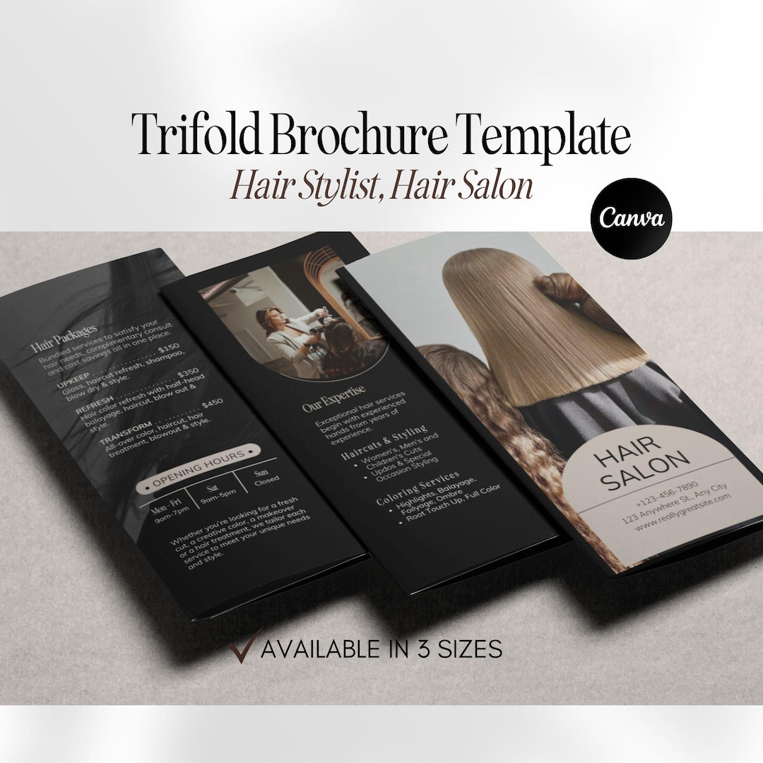 Hair Trifold Brochure Template, Hair Stylist Trifold Brochure ...
