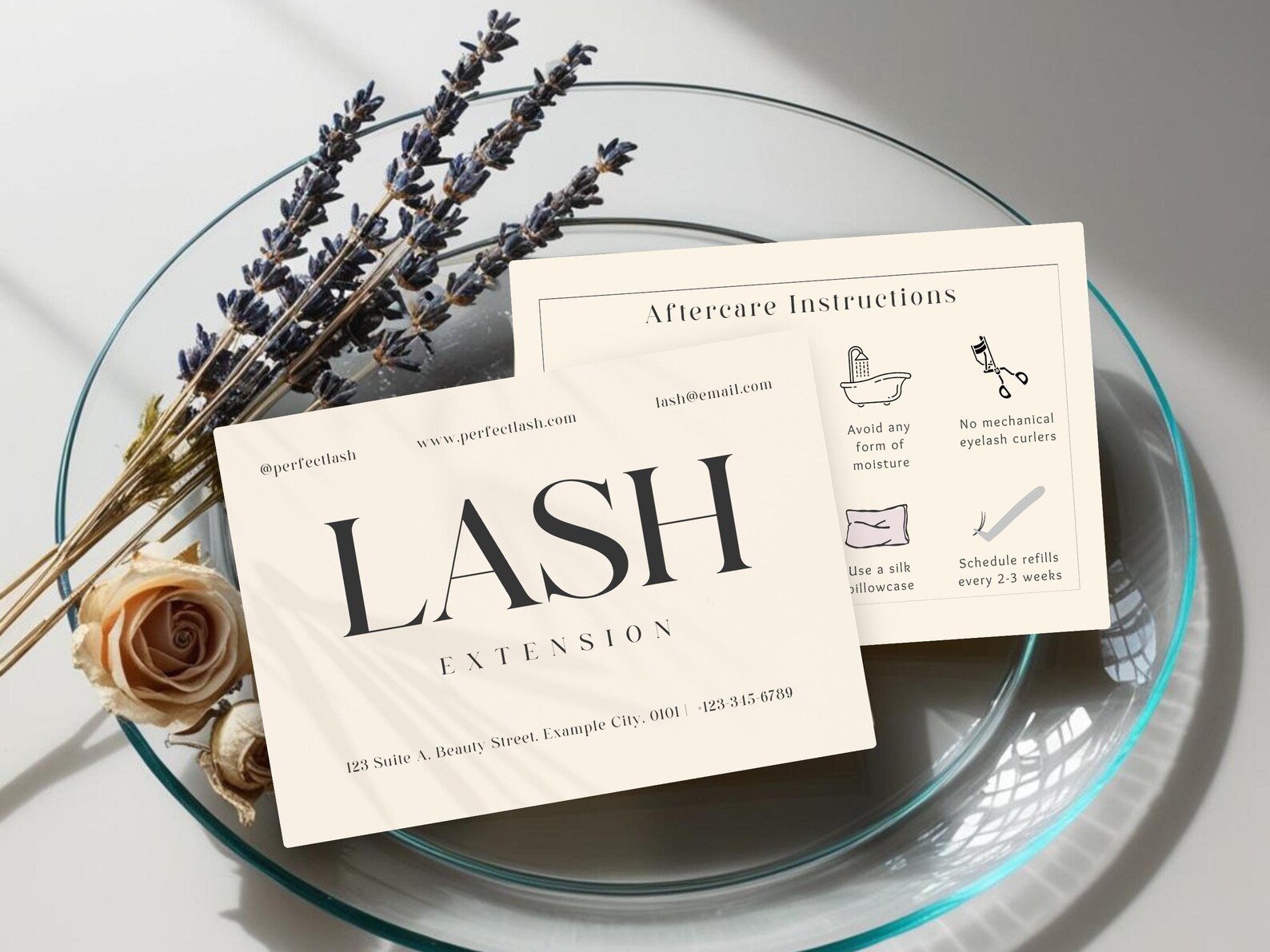 Editable Lash Aftercare Guide Eyelash Extensions Care Card Lashes ...