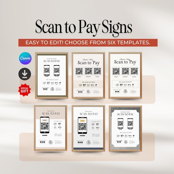 Venmo Payment Sign, Tip Sign, Scan to Pay Sign, Venmo QR Code Sign ...