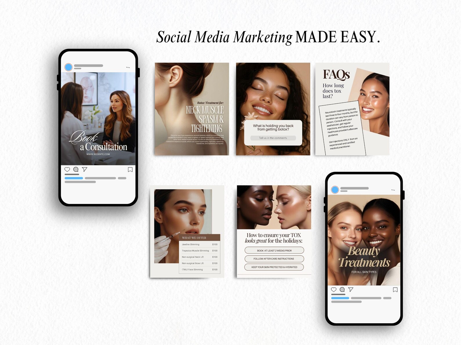 Botox and Lip Filler Post Templates Medspa Instagram Template Bundle ...