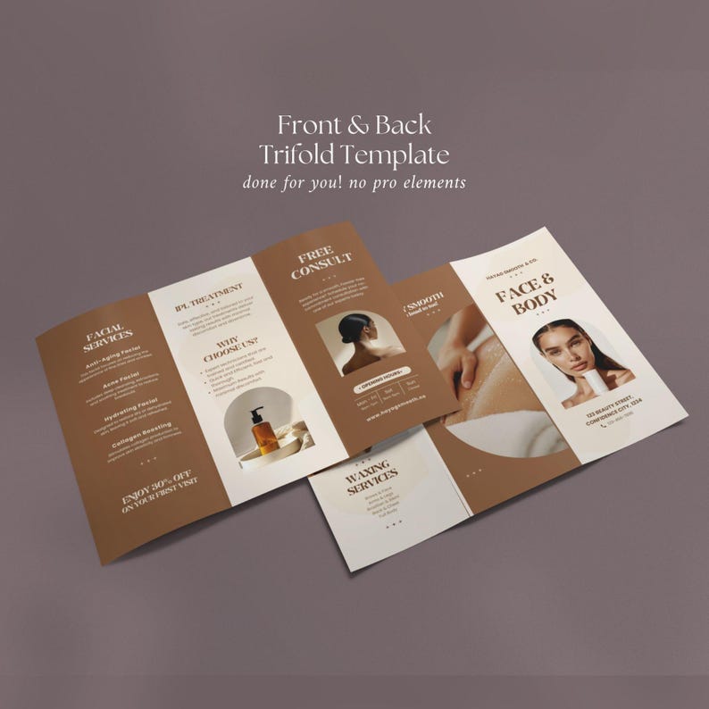 Luxury Esthetician Trifold Brochure, Medspa Skincare Beauty Brochure ...