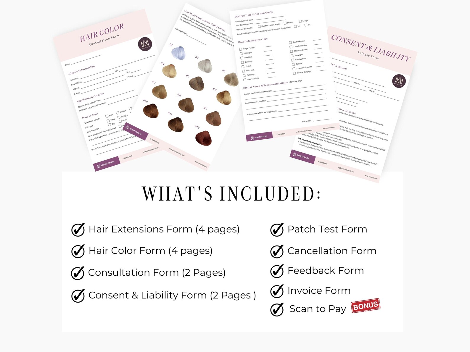 Professional Hairstylist Forms Hair Service Agreement Templates Client ...