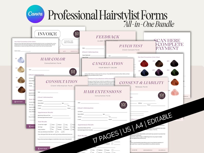 Professional Hairstylist Forms Hair Service Agreement Templates Client ...