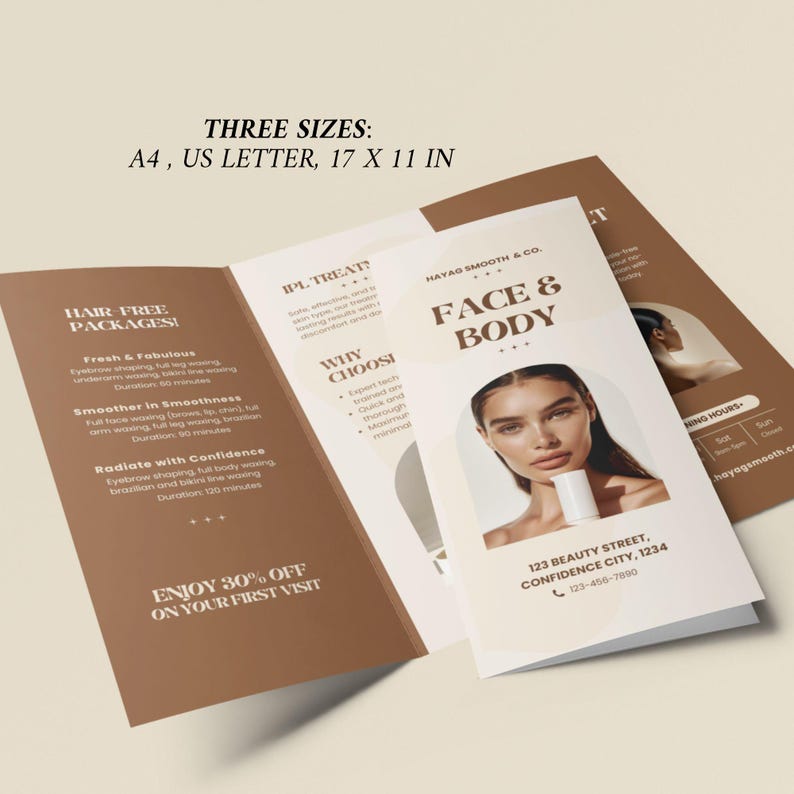 Luxury Esthetician Trifold Brochure, Medspa Skincare Beauty Brochure ...