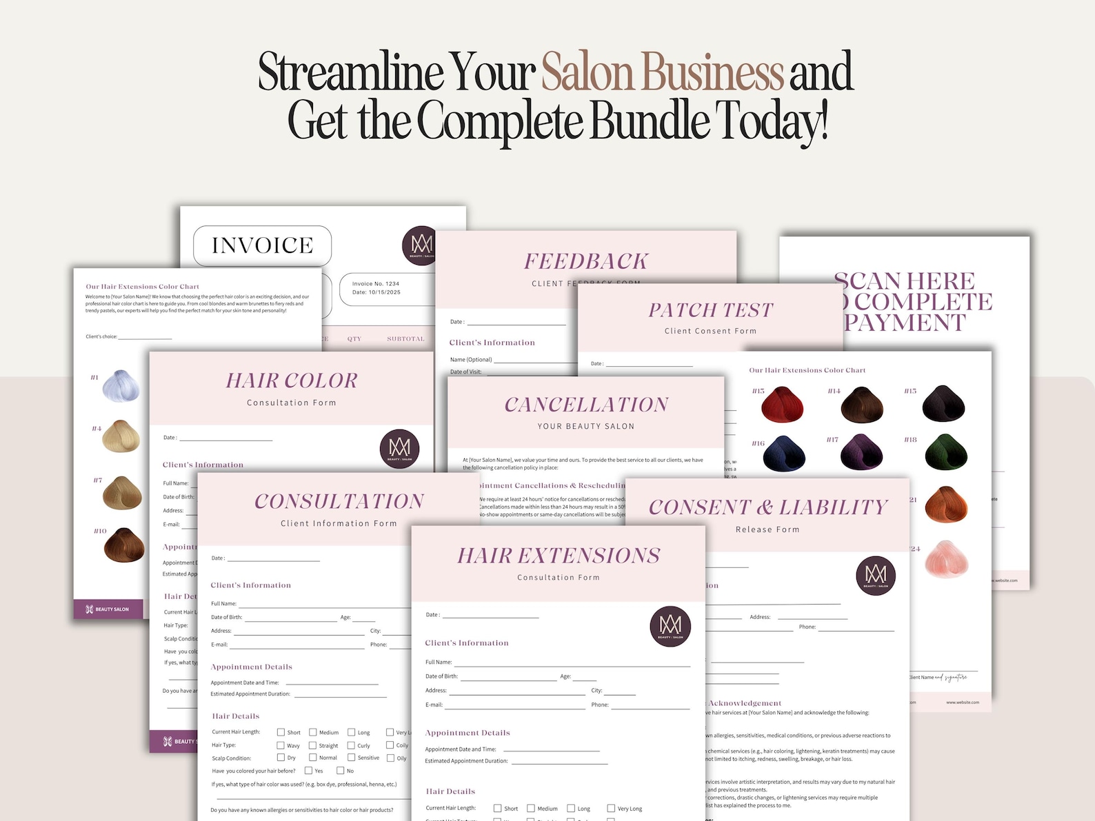 Professional Hairstylist Forms Hair Service Agreement Templates Client ...
