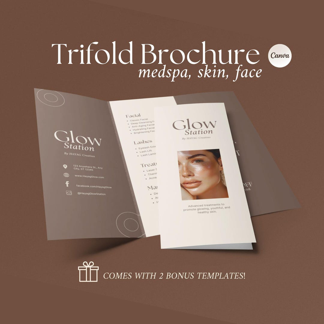 Esthetician Medspa Trifold Brochure Template, Beauty Skincare Trifold ...
