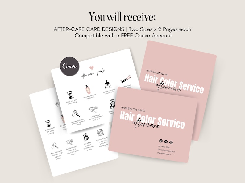 Hair Color Aftercare Cards Professional Haircare Guide Printable Care ...