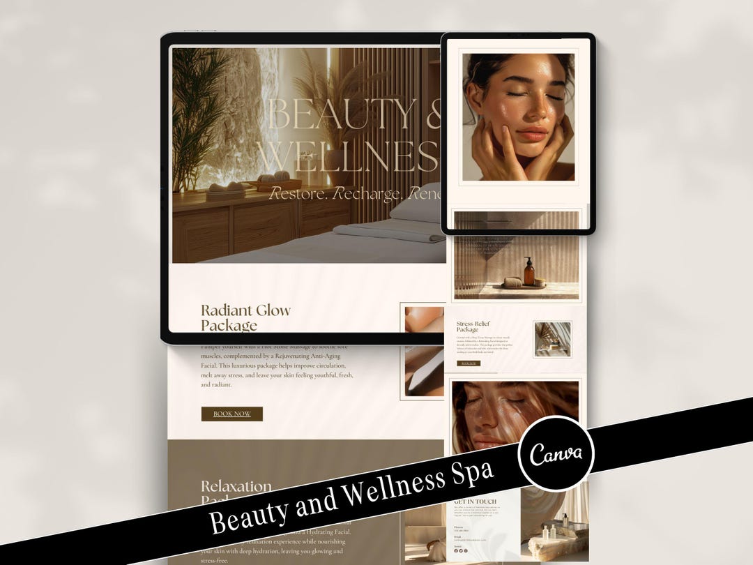 Luxurious Spa Canva Website Template Luxury Esthetician Booking Website ...