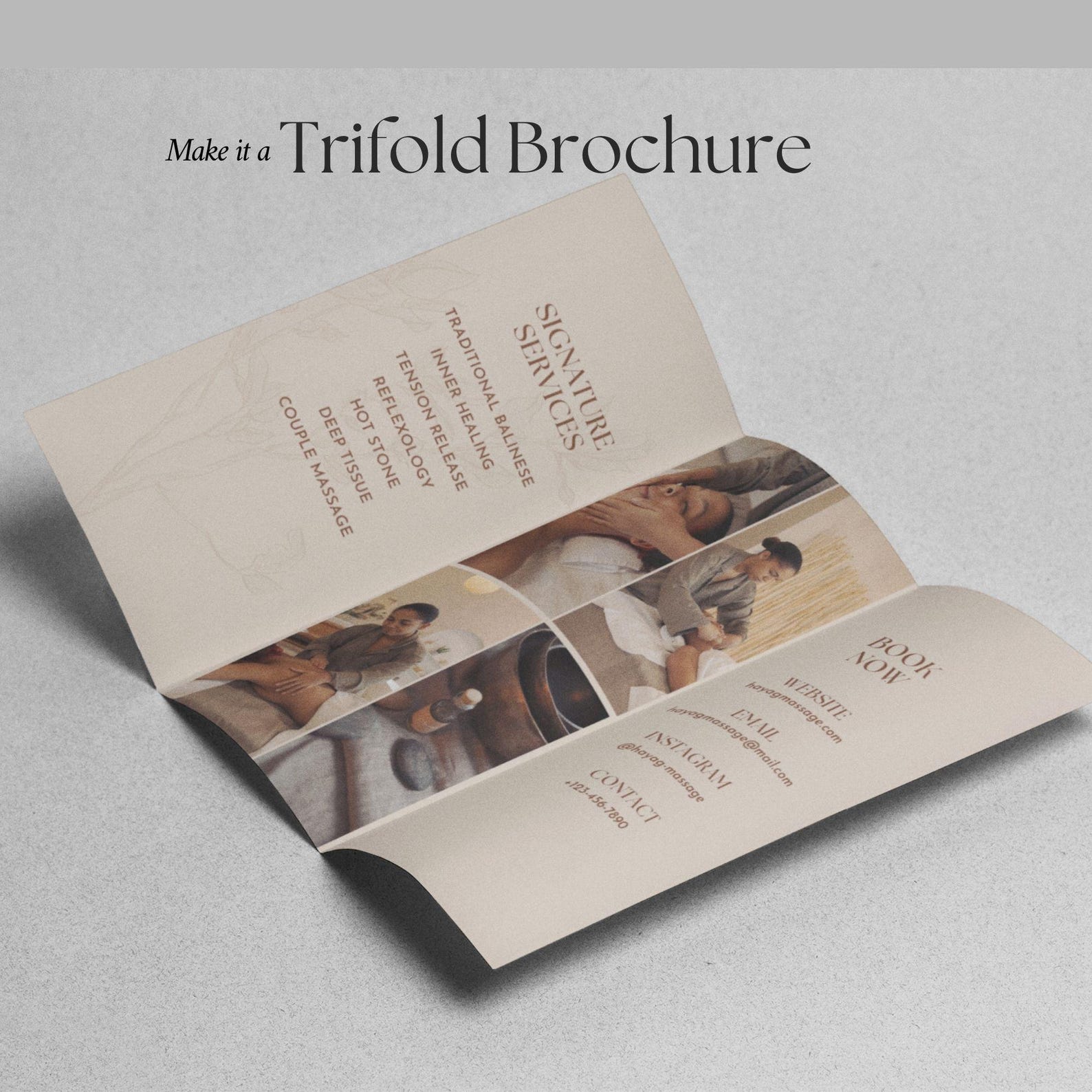 Massage Therapist Brochure Template, Massage Flyer Trifold Bifold ...