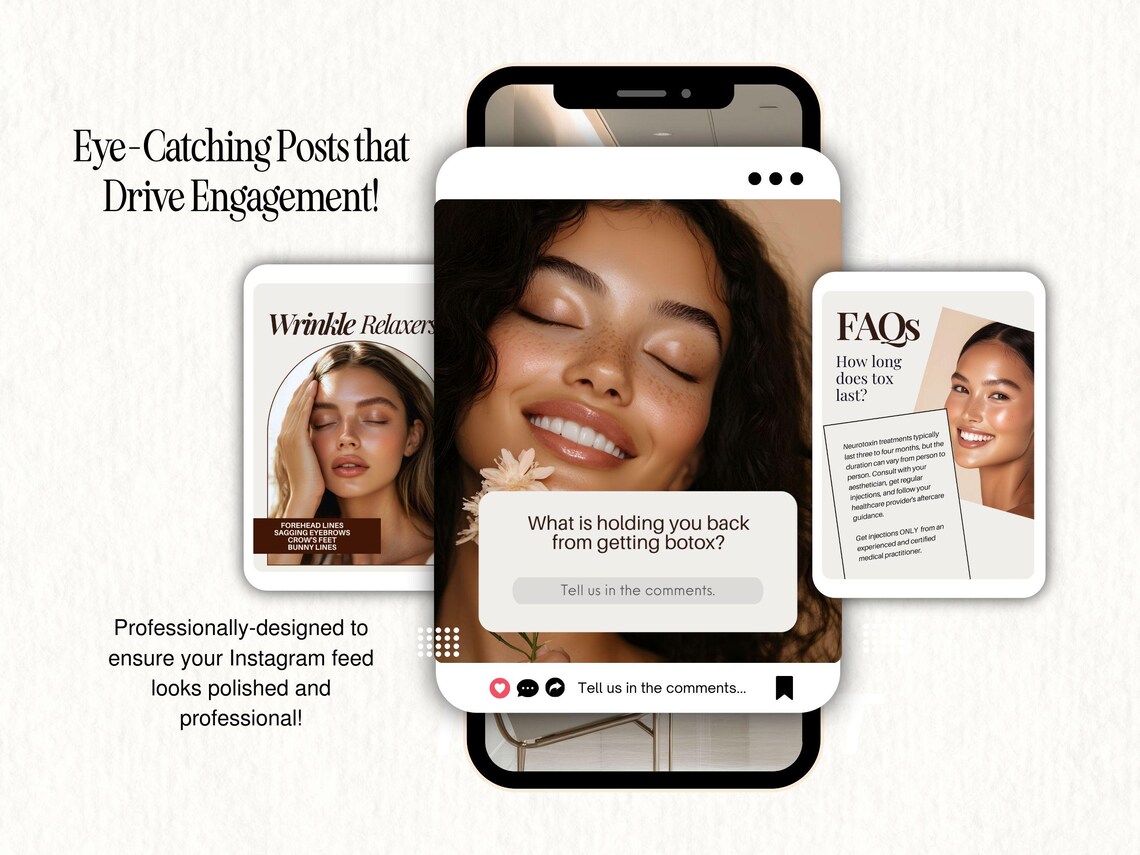 Botox Instagram Posts and Lip Filler Templates Esthetician Posting ...