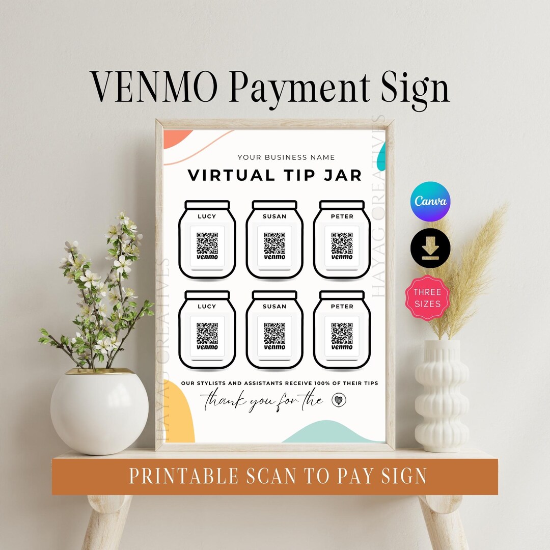 Venmo Payment Sign, Tip Sign, QR Code Sign, Venmo QR Code Sign ...